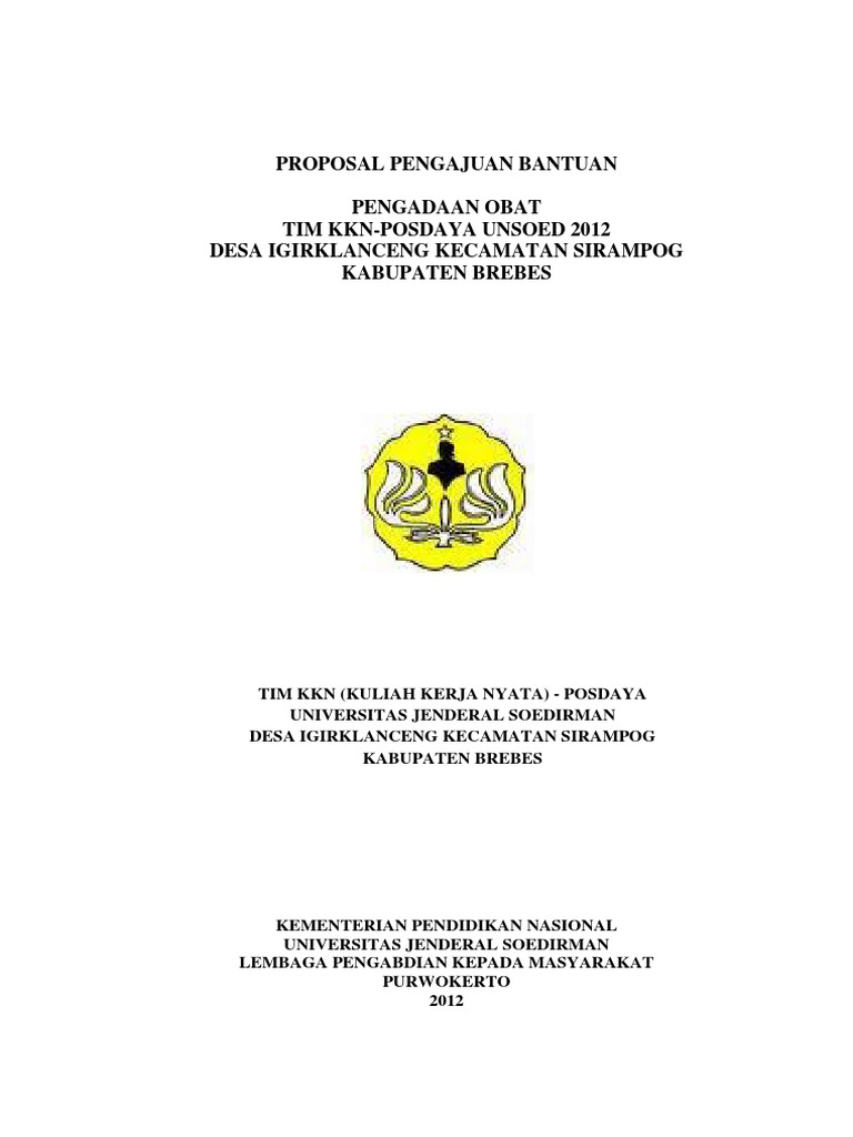 Proposal Bantuan Obat KKN UNSOED 2012 | PDF