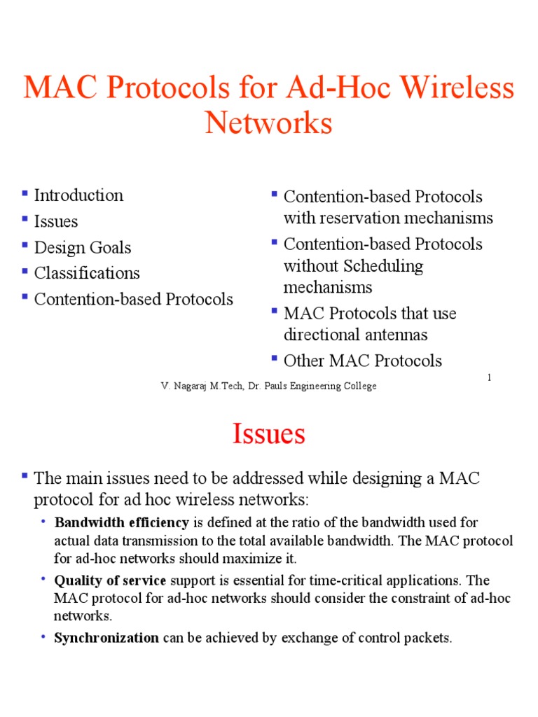 MAC Protocols for Ad-Hoc Networks | PDF | Wireless Ad Hoc Network ...