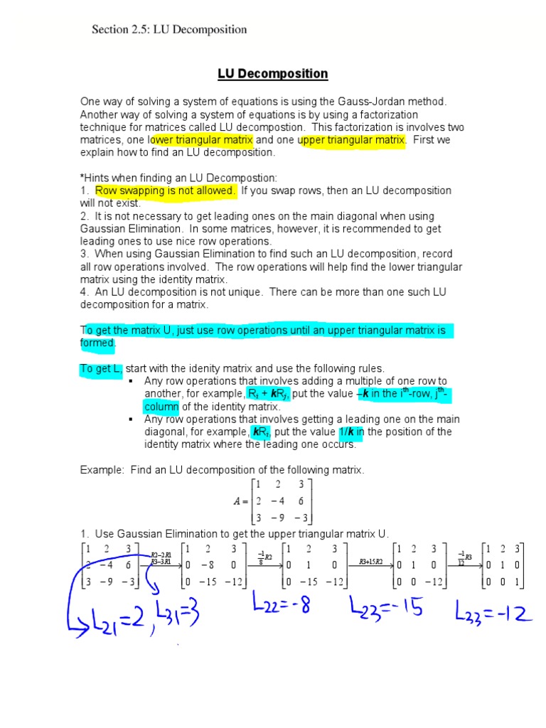 LU Decomposition | Matrix (Mathematics) | Numerical Analysis
