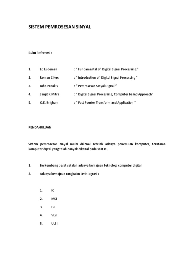 Sistem Pemrosesan Sinyal | PDF