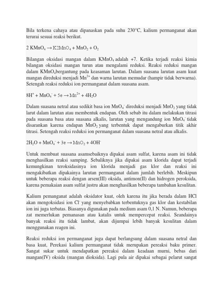 REaksi KMnO4 | PDF