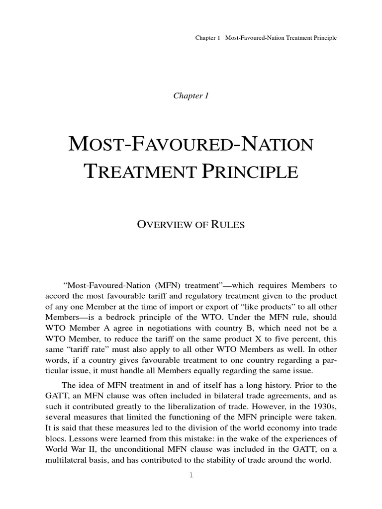 MFN | PDF | Most Favoured Nation | World Trade Organization