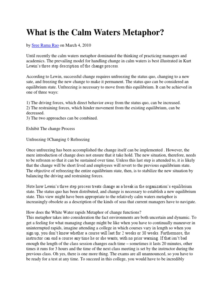 What Is The Calm Waters Metaphor | PDF | Thermodynamic Equilibrium ...