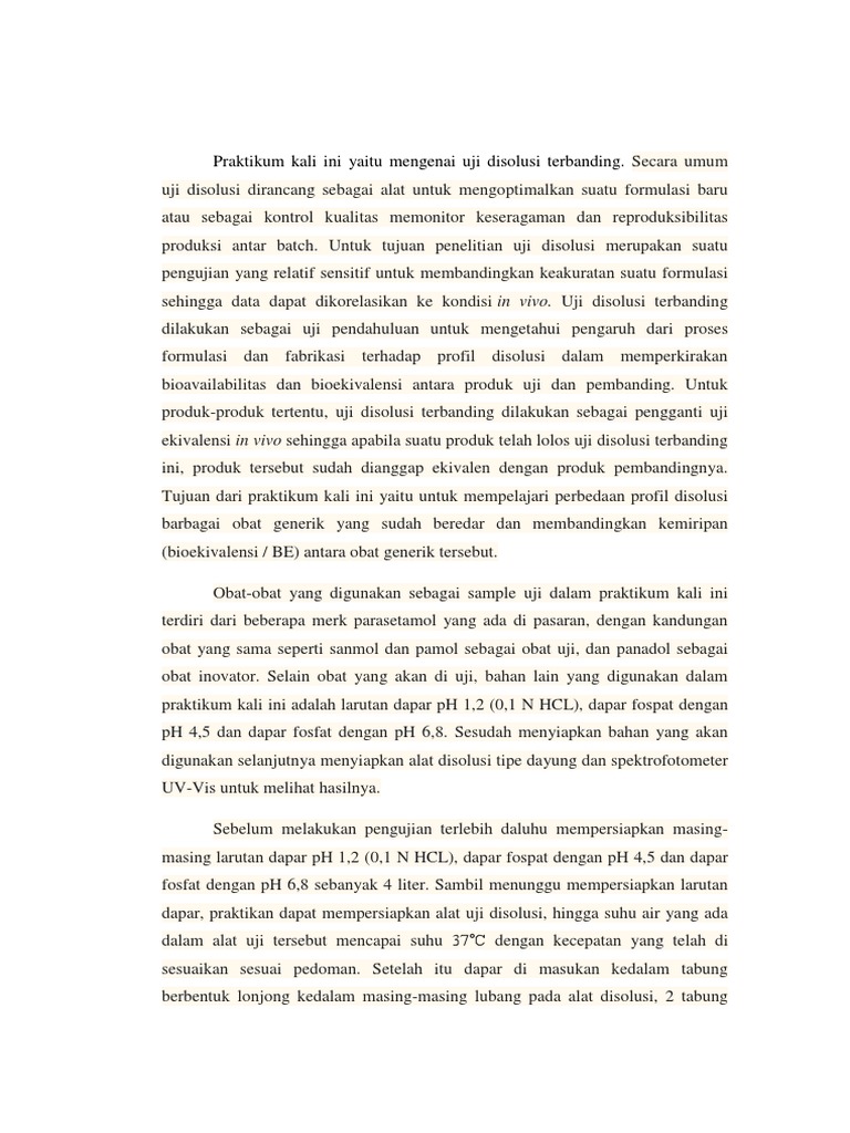 Uji Disolusi Terbanding | PDF