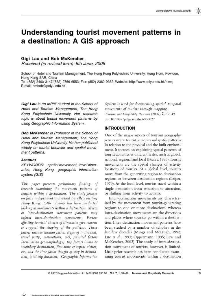 Understanding Tourist Movement Patterns | PDF | Tourism | Geographic ...