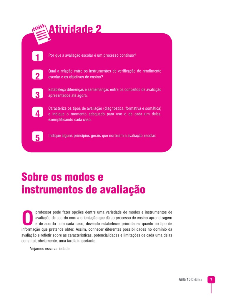 Instrumentos e Princípios da Avaliação Escolar: Uma Análise dos ...