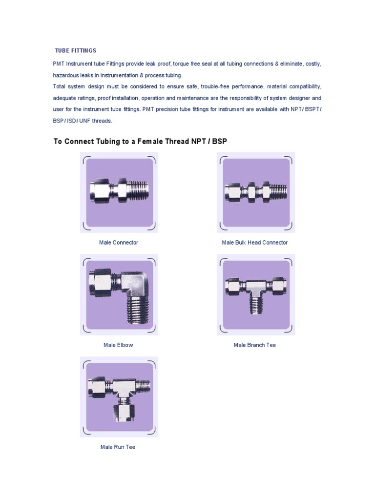 Industrial Tube Fittings Guide | PDF | Technology & Engineering