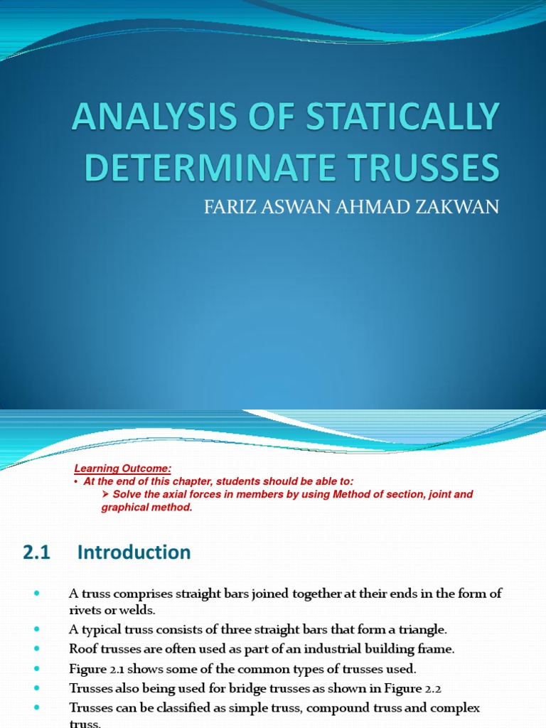 Analysis of Statically Determinate Trusses | PDF | Tension (Physics ...