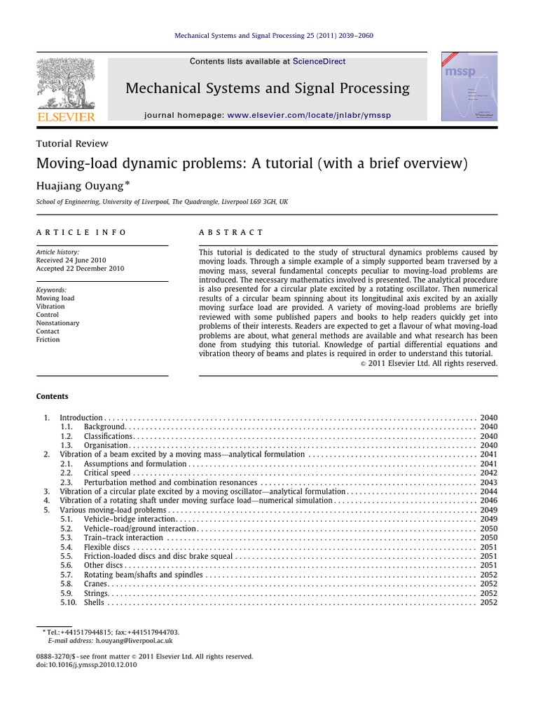 Moving-Load Dynamics Tutorial | PDF | Rotation Around A Fixed Axis ...