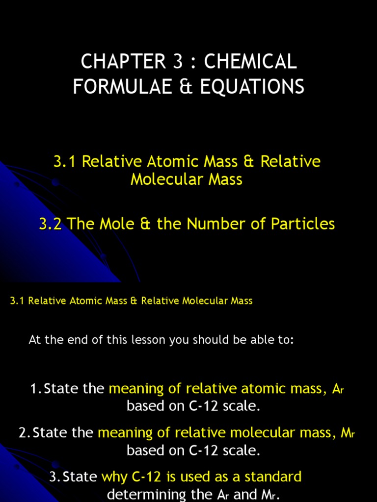Relative Atomic/molecular Mass & Mole Concept | PDF | Mole (Unit ...