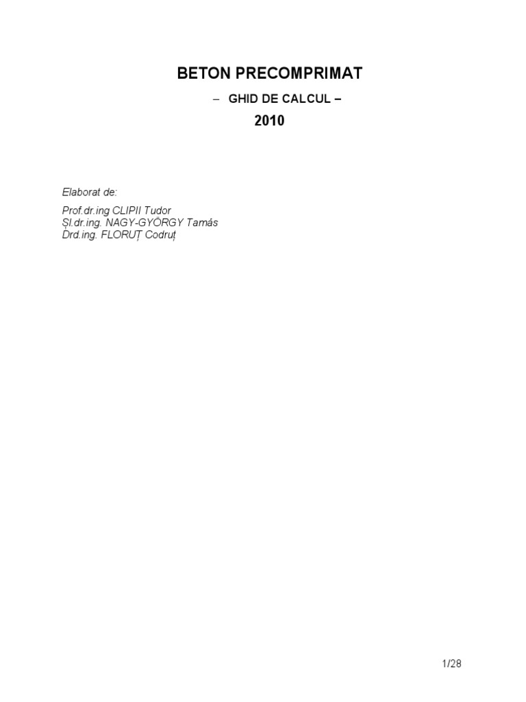Beton Precomprimat Ghid Proiect | PDF