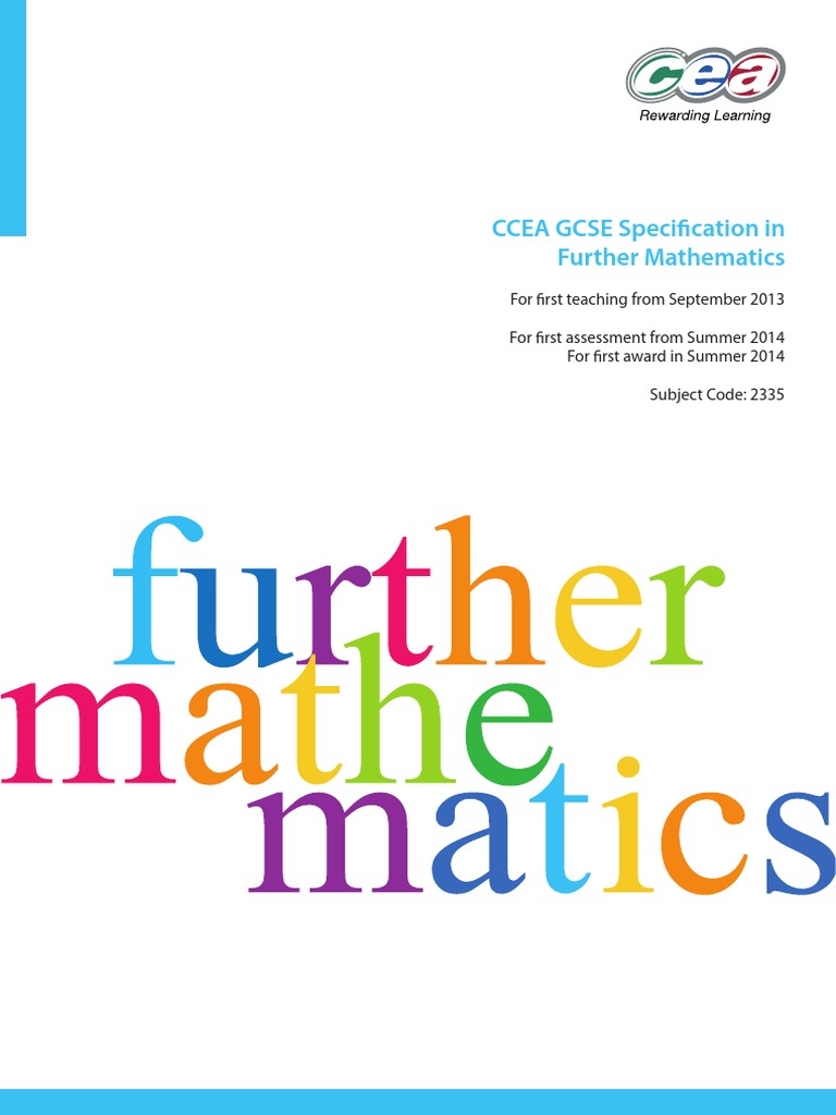 CCEA GCSE Further Mathematics Specification 2335 by Themathroom - Co.uk ...