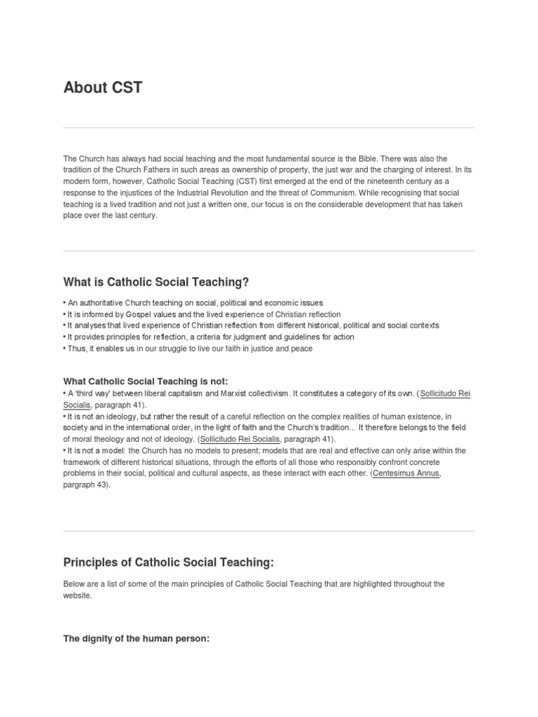 About CST: What Is Catholic Social Teaching? | PDF