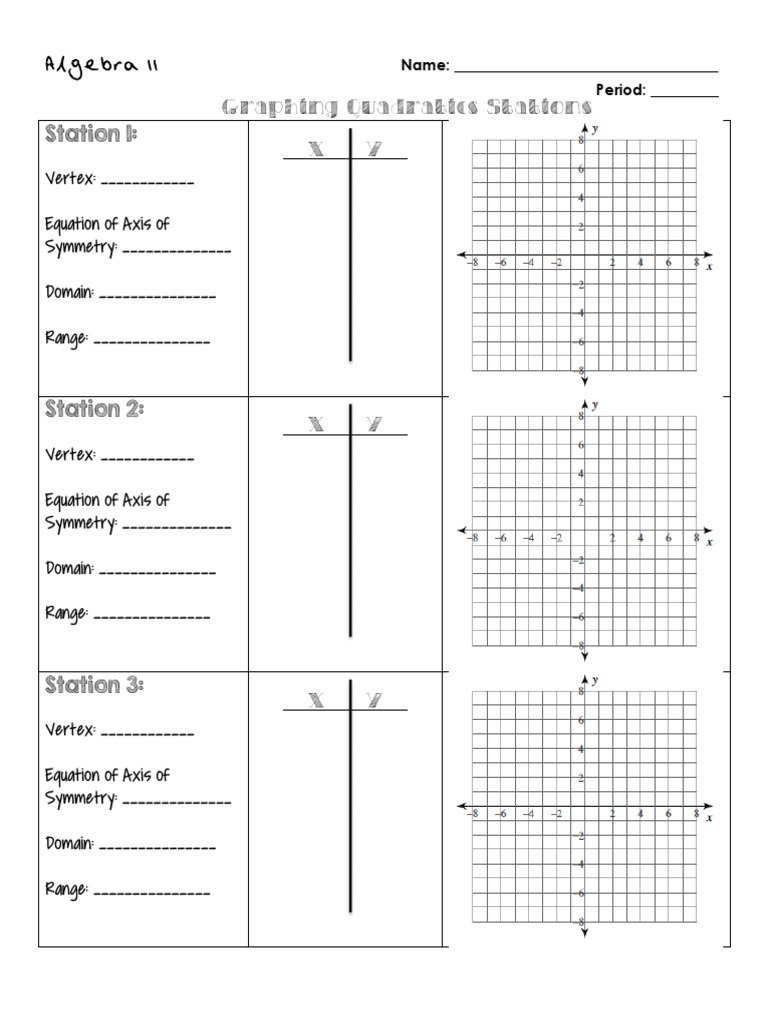 Graphing Quadratic Stations | PDF