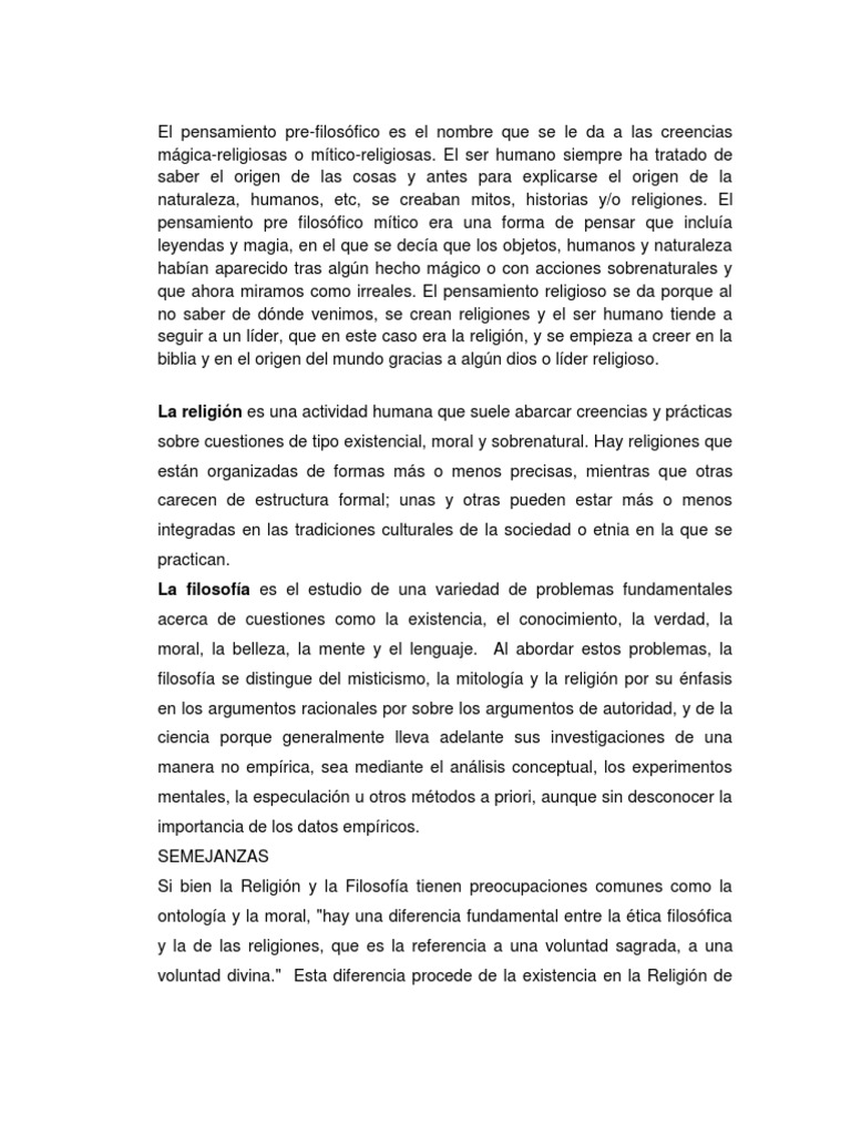 El Pensamiento PreFILOSOFICO | Existencia | Conocimiento