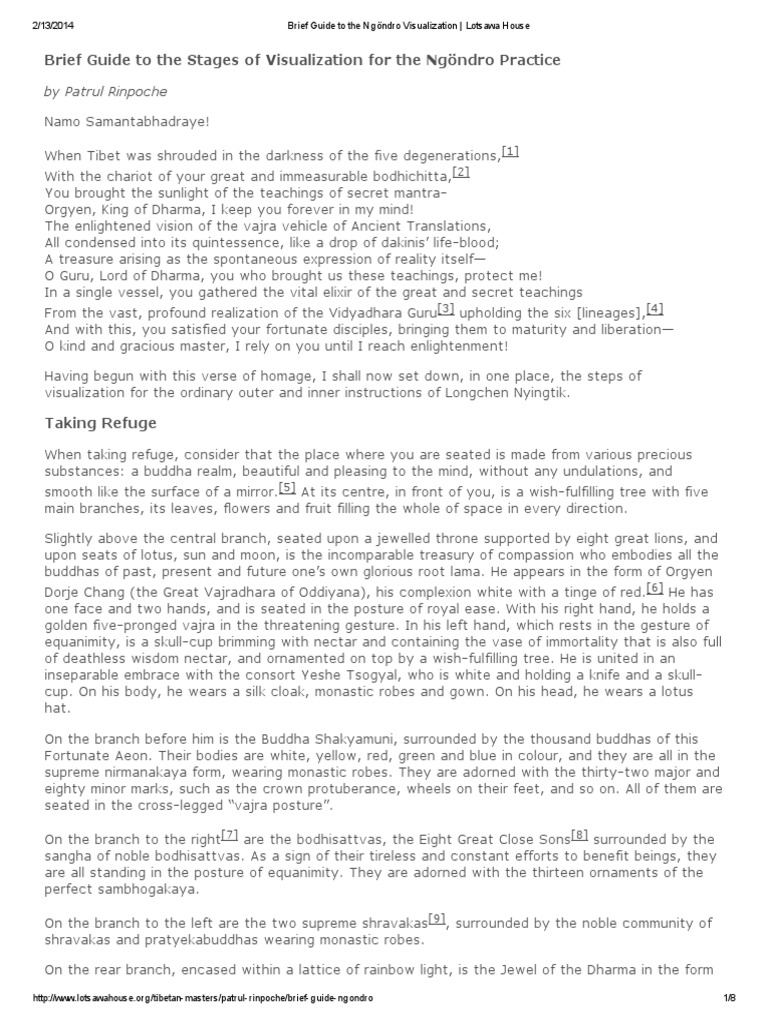 Brief Guide To The Ngöndro Visualization - Lotsawa House | PDF | Indo ...