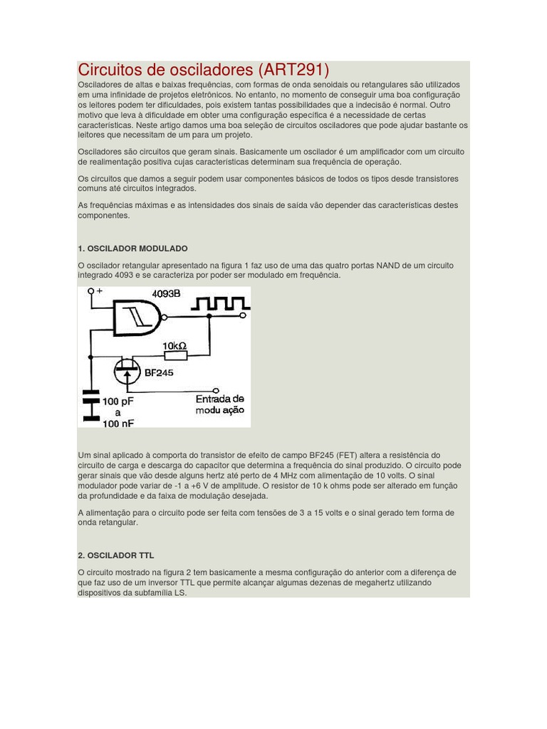 Circuitos de Osciladores | PDF | Rede elétrica | Transistor