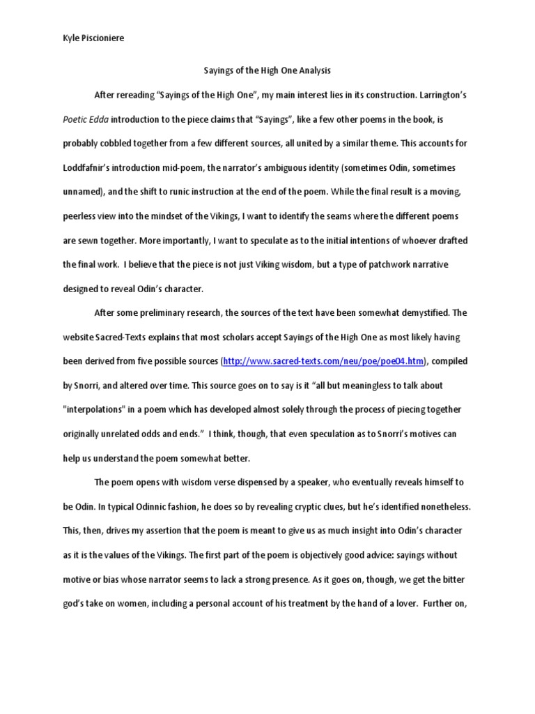 Sayings of The High One Analysis | PDF | Odin | Norse Mythology