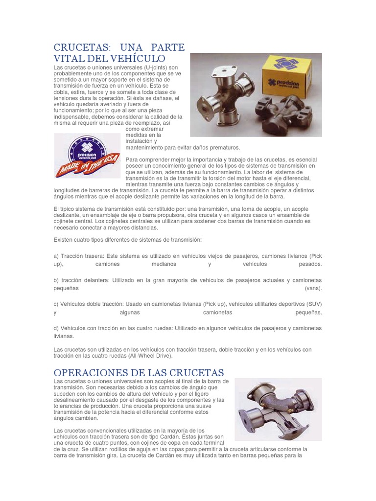Crucetas: Clave en Transmisión Vehicular | PDF | Física | Mecánica