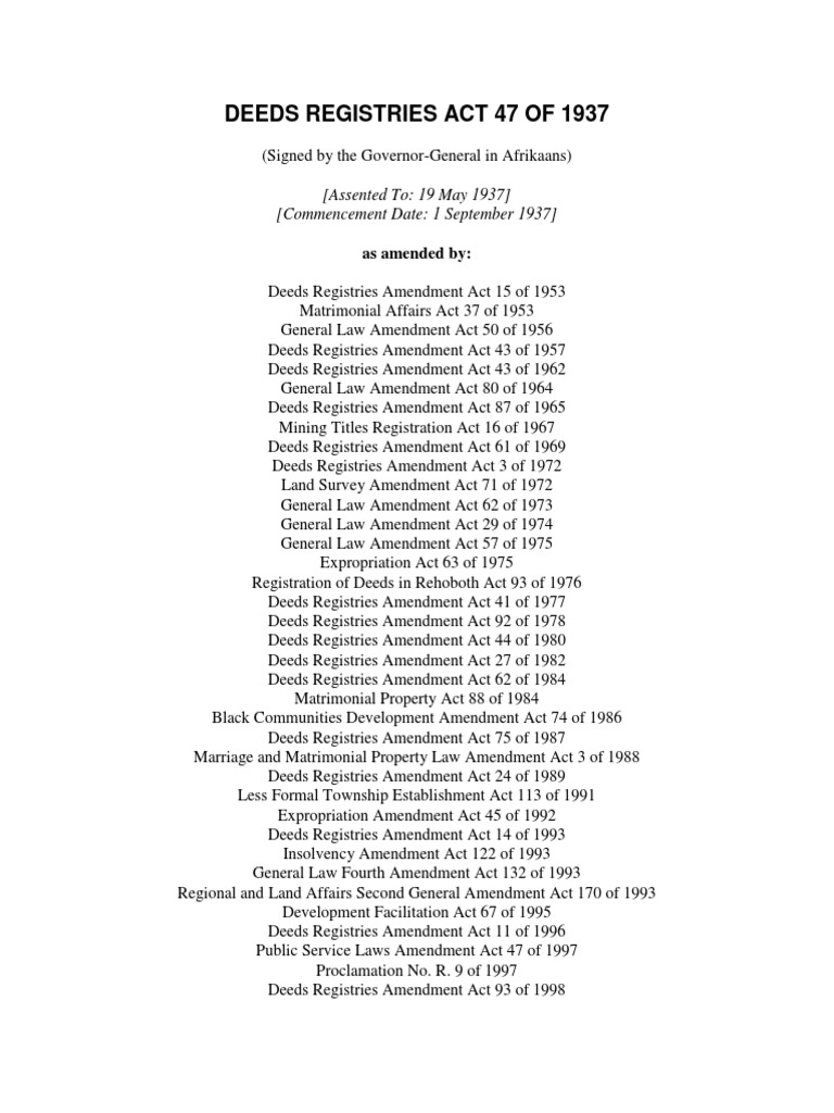 Deeds Registries Act Overview 1937 | PDF | Domain Name Registrar ...