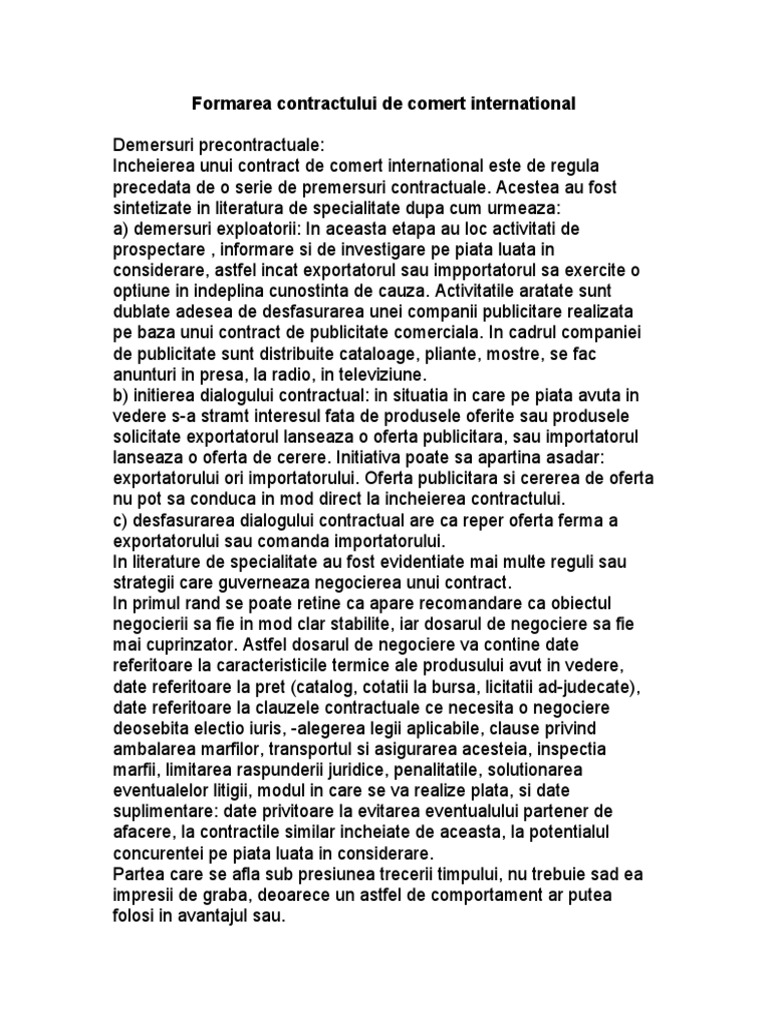 Contractul de Comert International | PDF