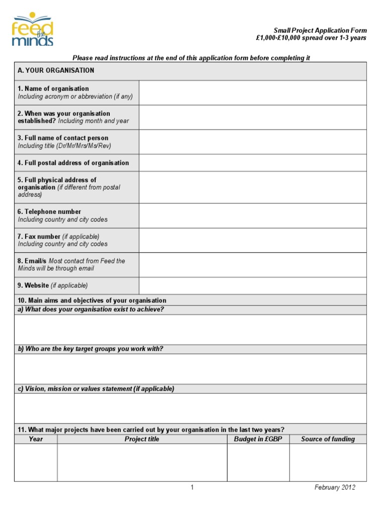 Small Project Application Form | Download Free PDF | Evaluation | Economies