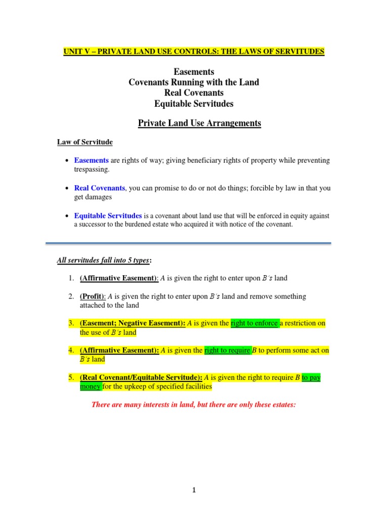 Property Outline | PDF | Easement | Covenant (Law)