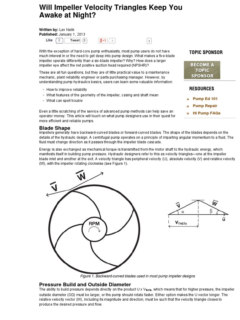 Impeller Design and Velocity Triangles | PDF | Turbine | Pump