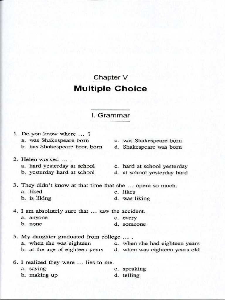 Multiple-Choice For English | PDF | Tests | Vocational Education