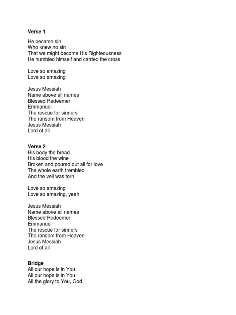 Jesus Messiah Lyrics Chris Tomlin Pdf