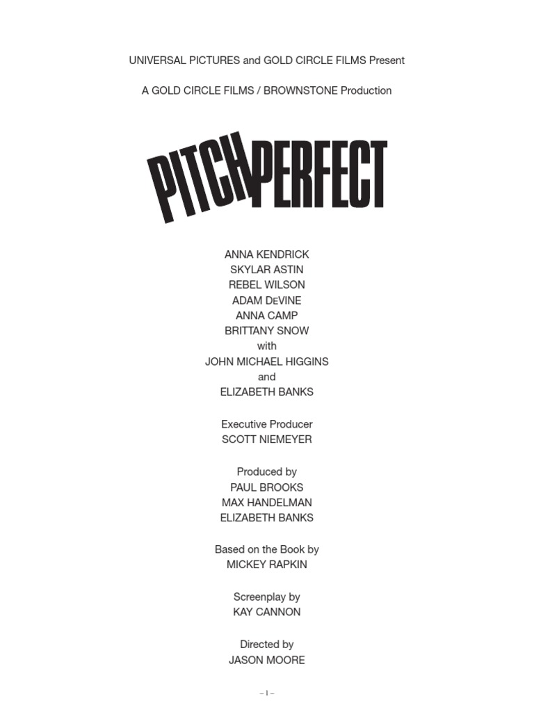 Pitch Perfect Production Notes | PDF | Leisure | Entertainment (General)