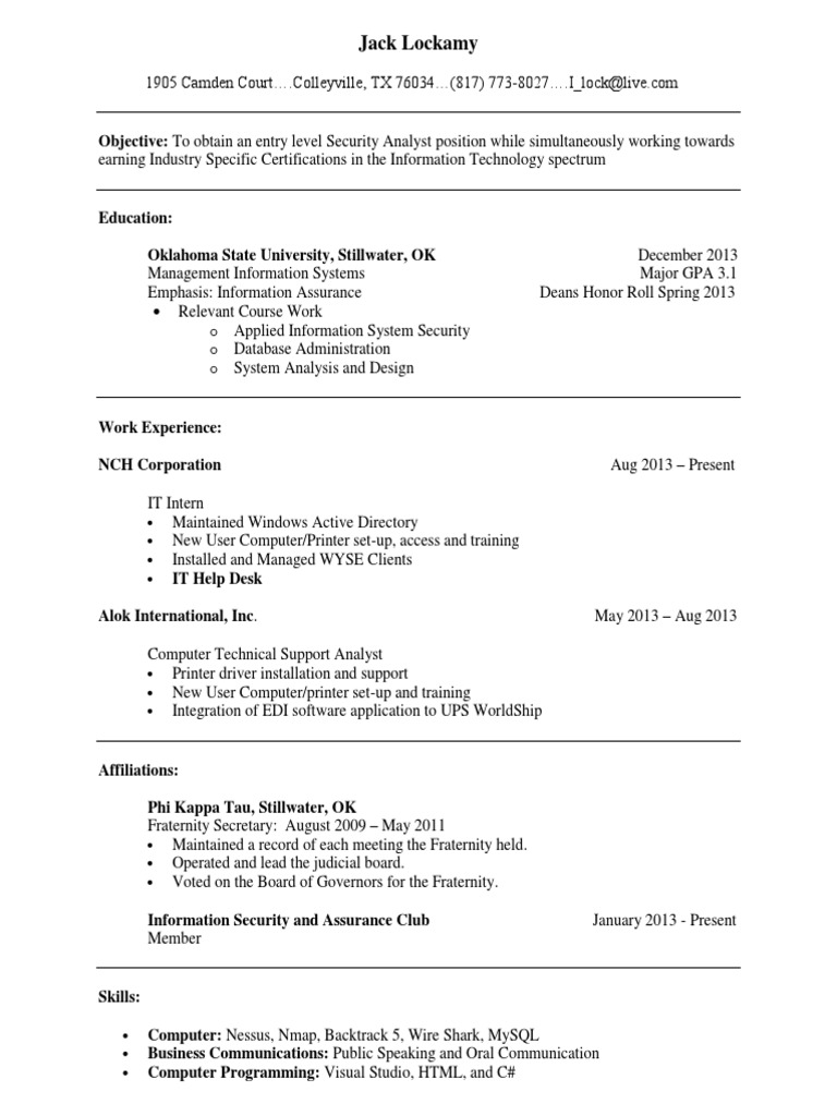 Jack Resume | PDF