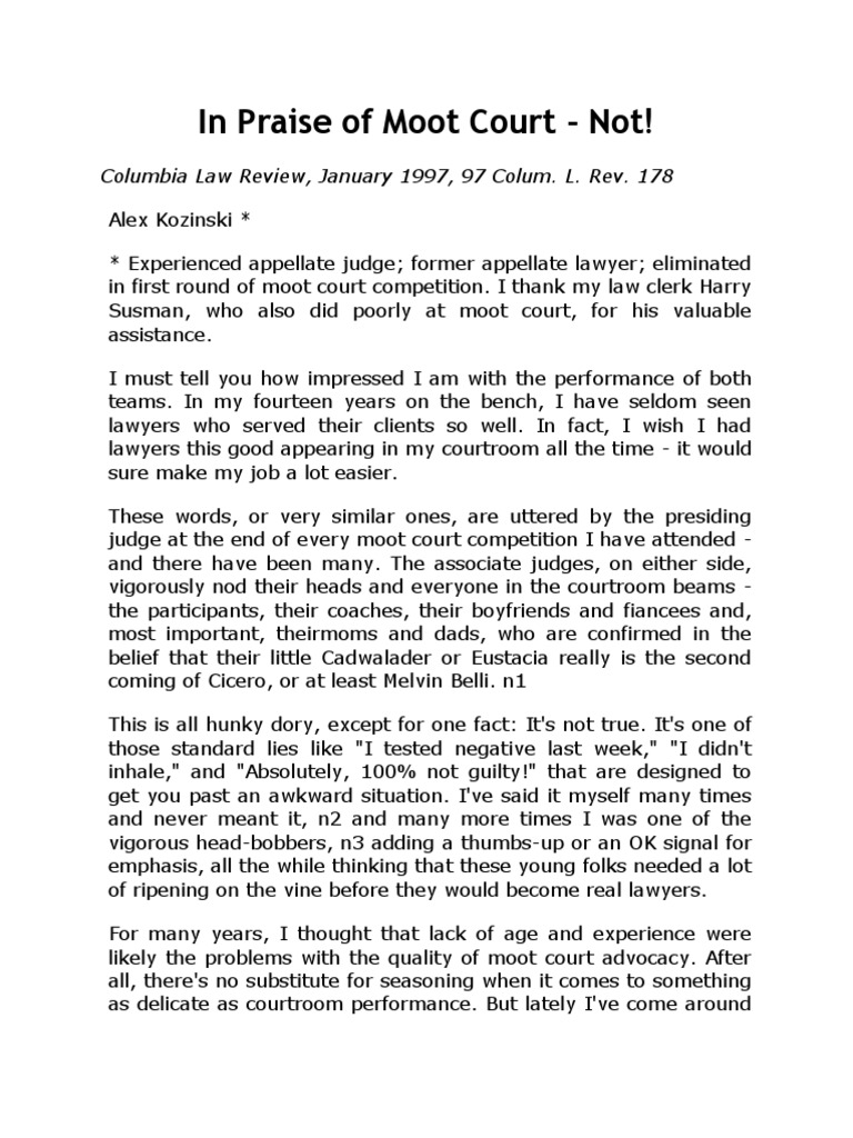 In Praise of Moot Court | PDF | Precedent | Brief (Law)