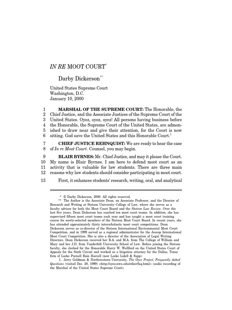 In Re Moot Court | Brief (Law) | Supreme Court Of The United States
