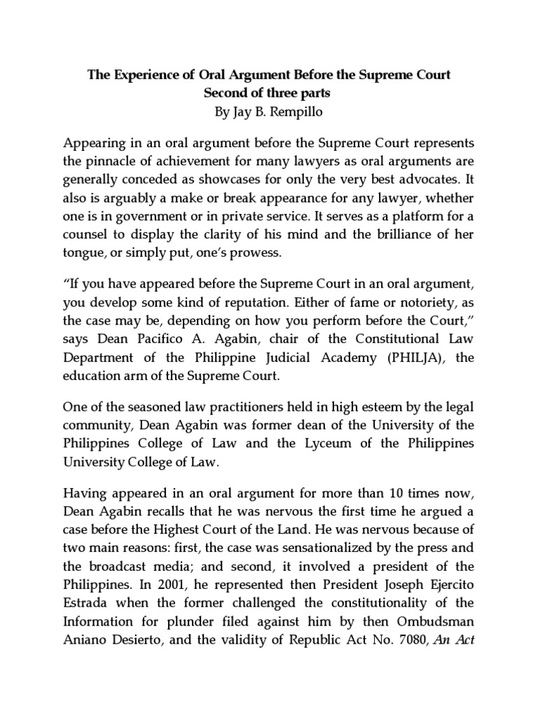 The Experience of Oral Argument Before The Supreme Court | PDF | Amicus ...