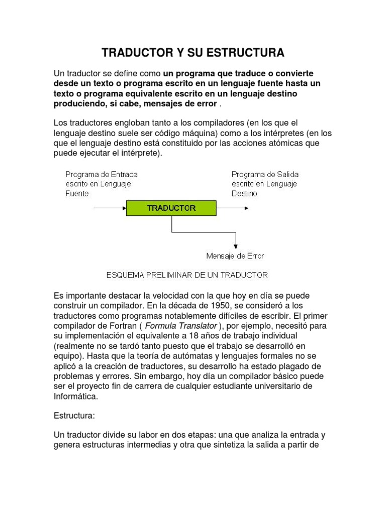 Traductor y Su Estructura | PDF | Compilador | Lenguaje de programación