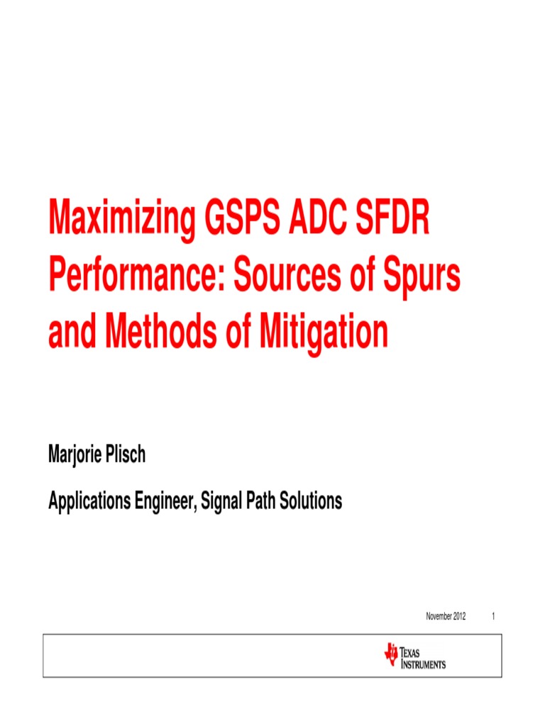 GSPS ADC Spurs Mitigation Guide | PDF | Analog To Digital Converter | Distortion
