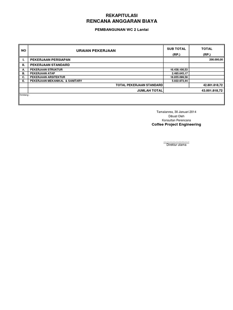 RAB WC 2 Lantai | PDF