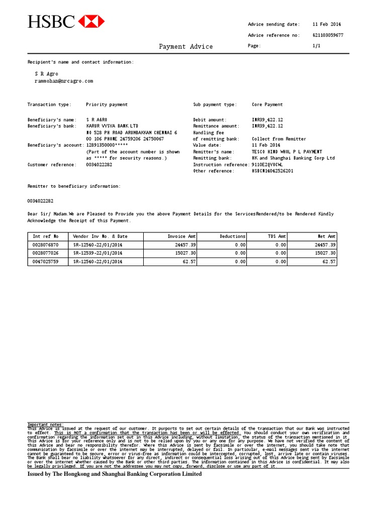 Payment Details And Invoice Information For Services Rendered Pdf