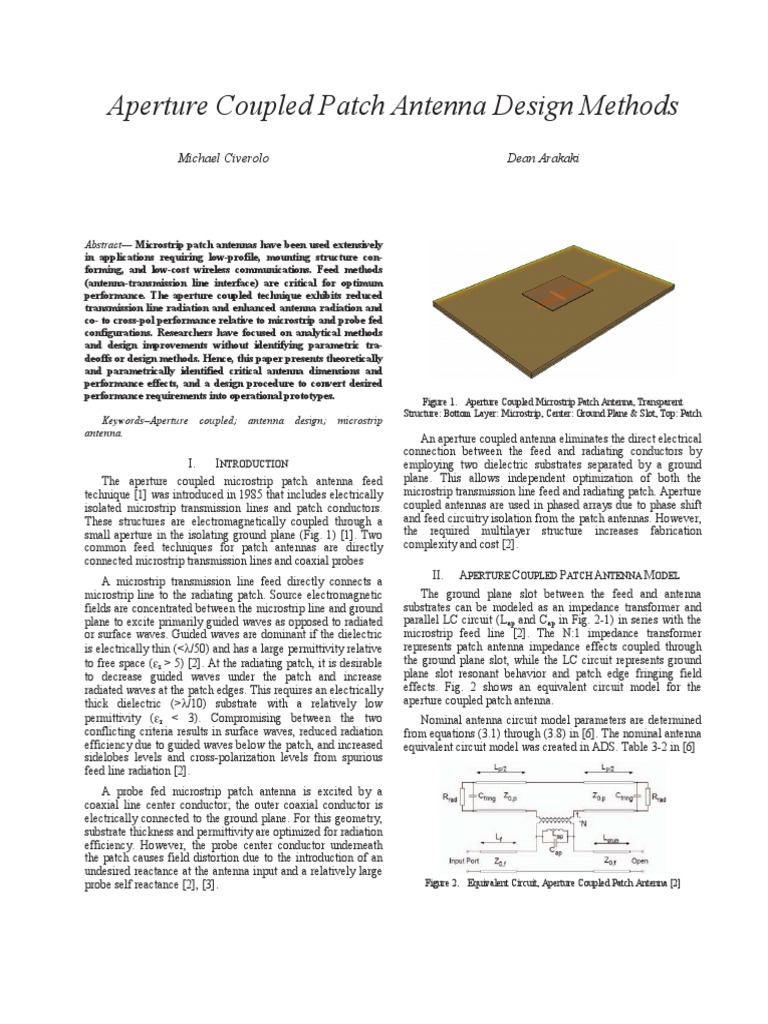 Aperture Coupled Patch Antenna Design Methods Pdf Antenna Radio