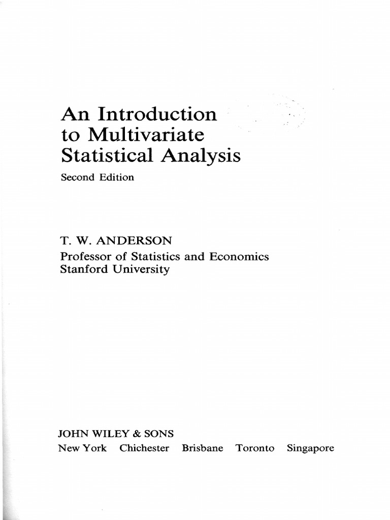 Introduction To Multivariate Analysis Pdf Covariance Matrix
