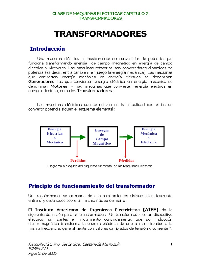 Capitulo 2 Transformadores | PDF | Transformador | Corriente eléctrica