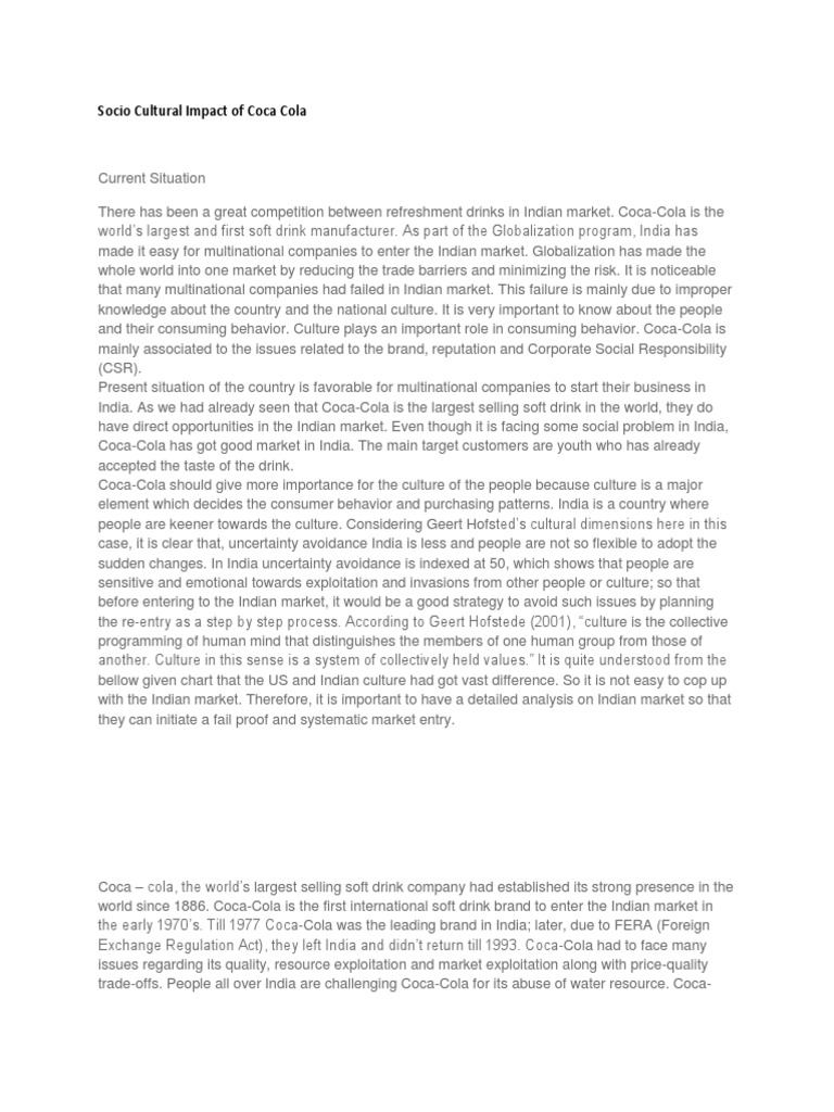 Socio Cultural Impact of Coca Cola | PDF | Coca Cola | Corporate Social ...