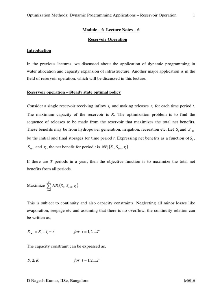 M6L6 LN | PDF | Dynamic Programming | Mathematical Optimization