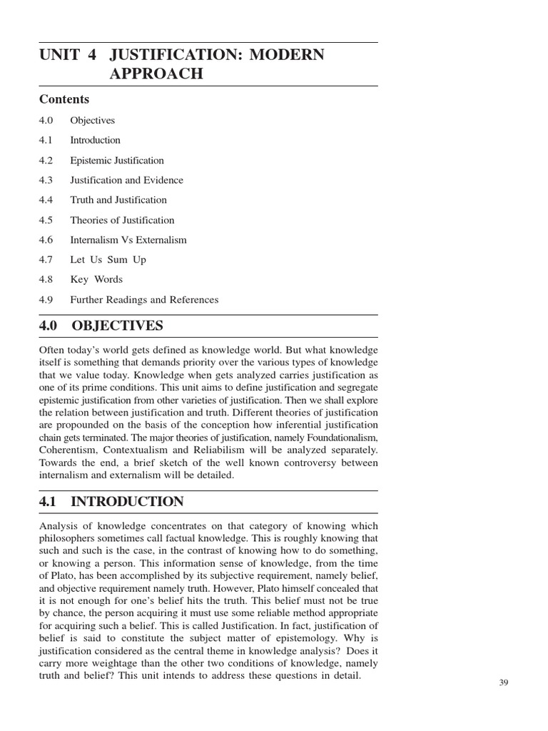 Unit 4 | PDF | Internalism And Externalism | Epistemology