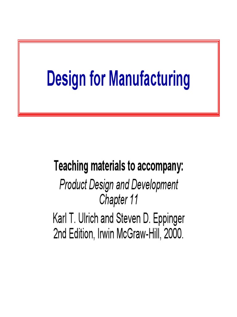 Product Design and Development - Design For Manufacturing | PDF ...