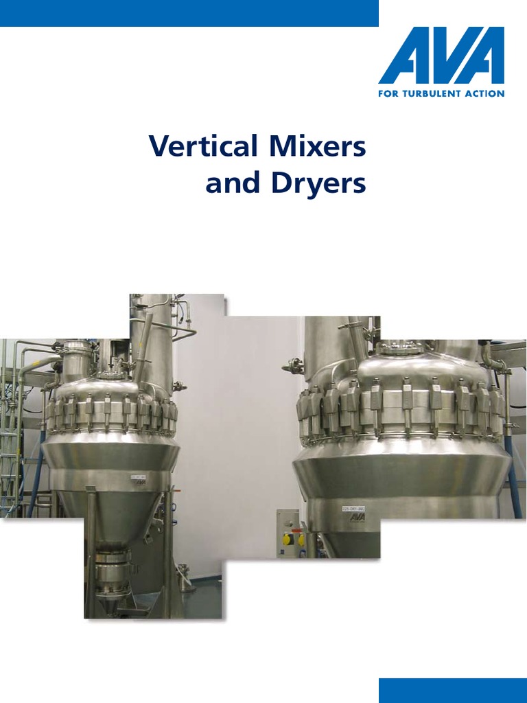 AVA Vertical Mixer and Dryers | PDF | Clothes Dryer | Bearing (Mechanical)