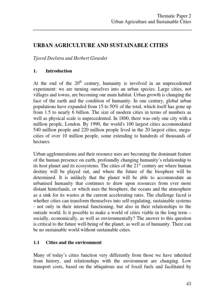 Urban Agriculture for Sustainable Cities | PDF | Water Resources ...