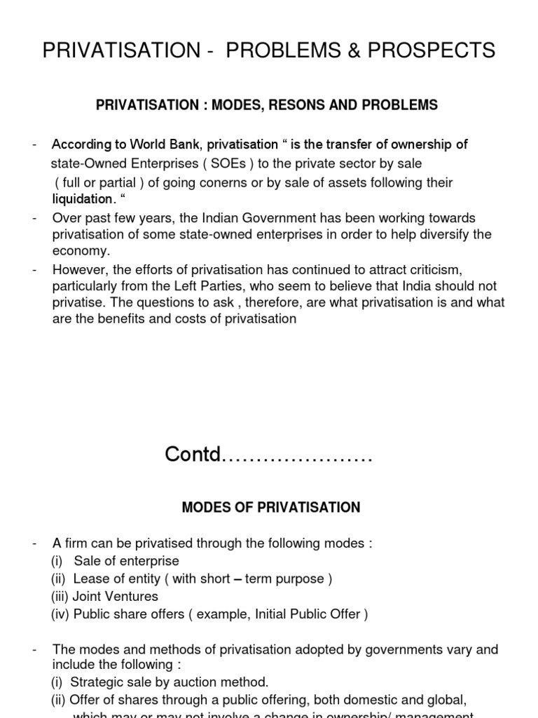 Privatisation: Challenges and Benefits | PDF | Privatization | State ...