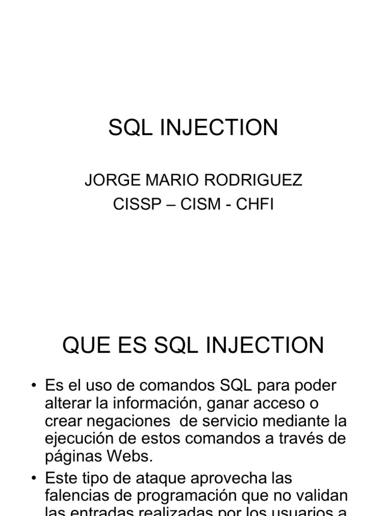 SQL Injection PDF | PDF | SQL | Contraseña